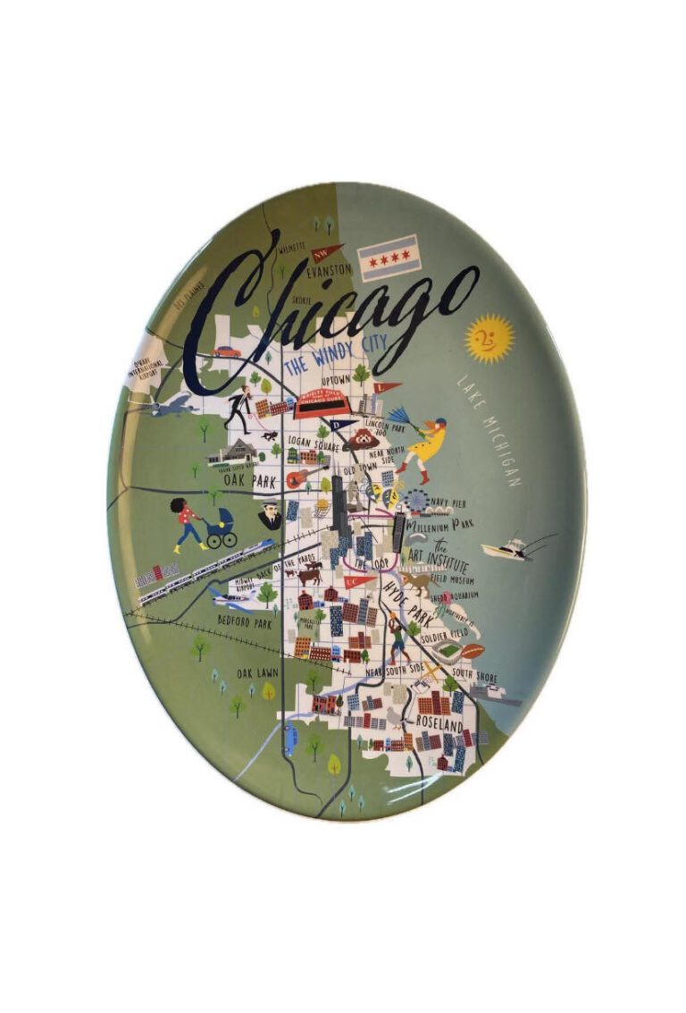 Chicago neighborhood map large tray